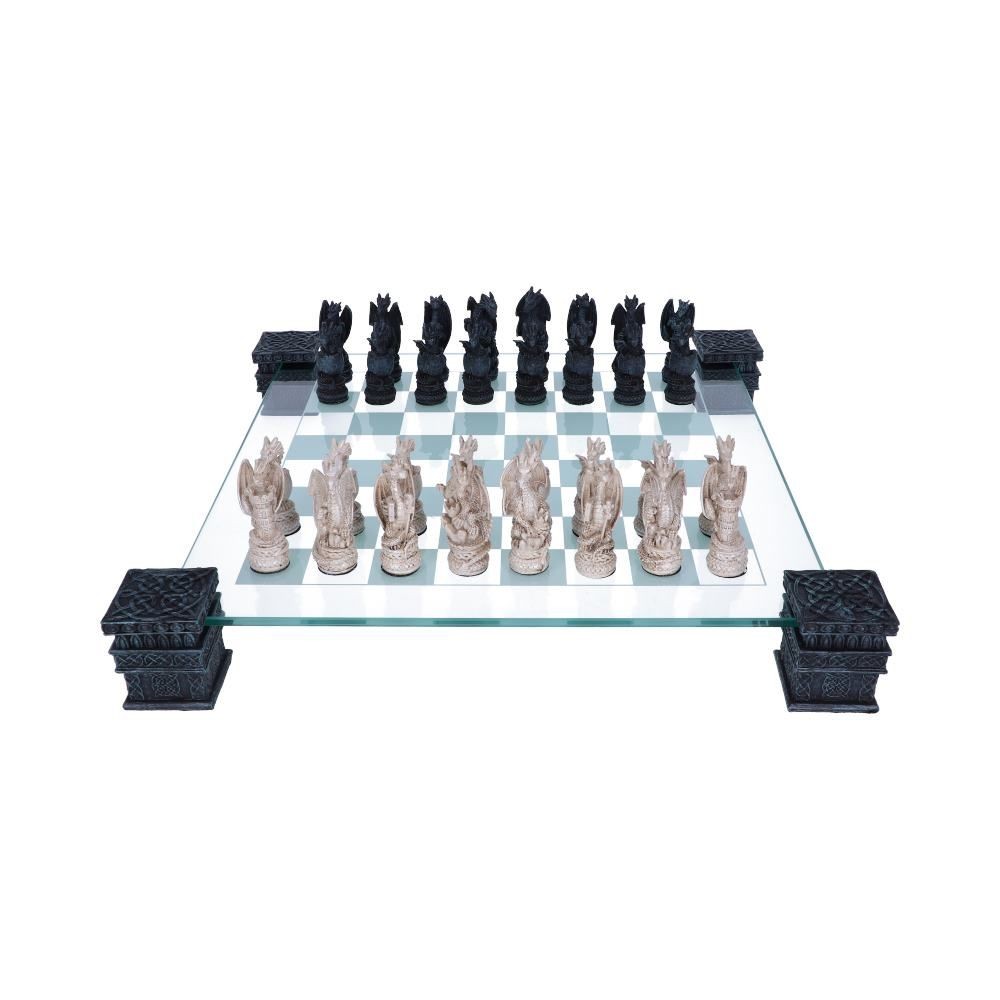 NEMESIS NOW DRAGON CHESS SET SCACCHIERA IN RESINA E VETRO