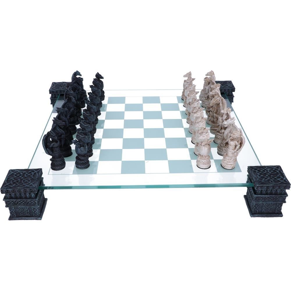 NEMESIS NOW DRAGON CHESS SET SCACCHIERA IN RESINA E VETRO