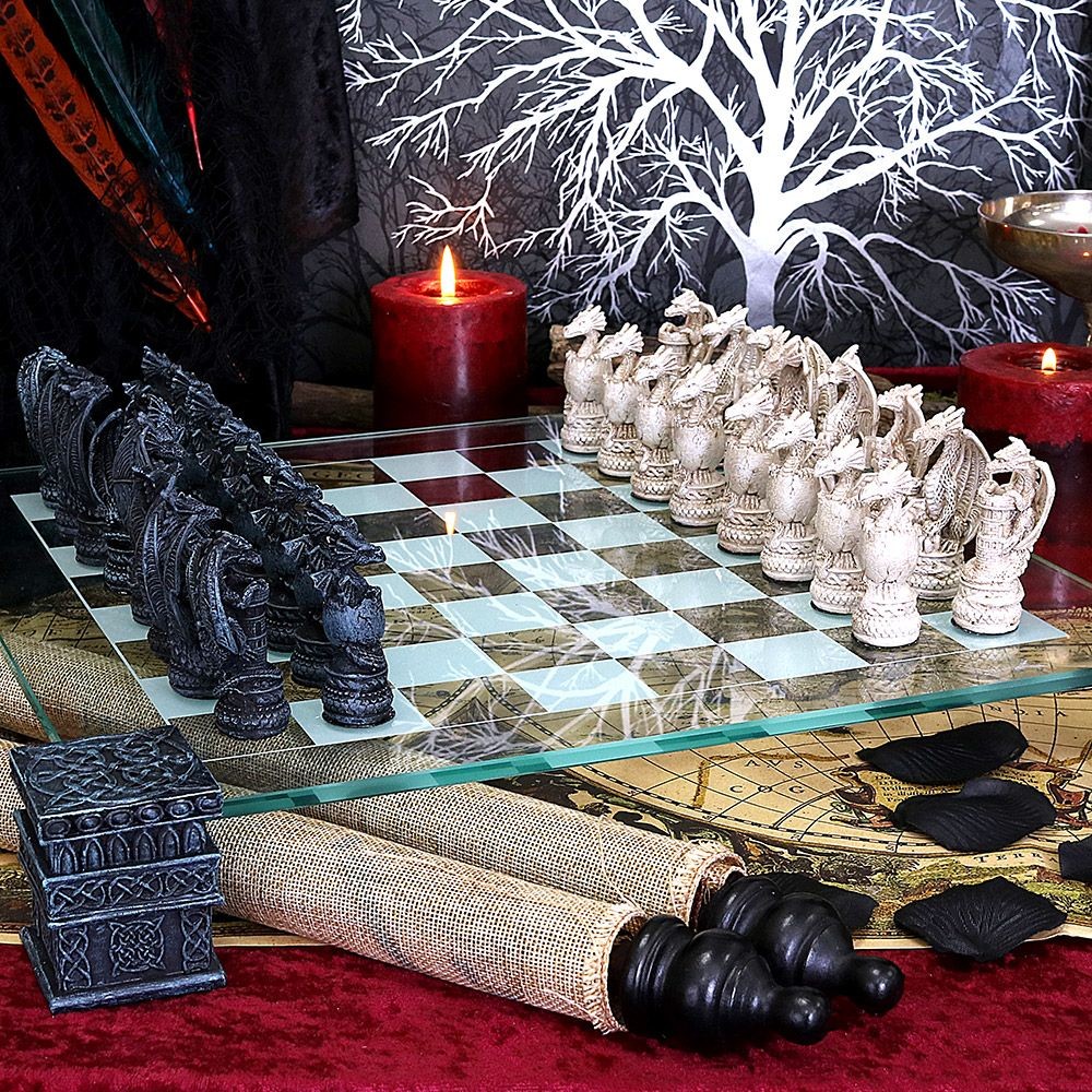 BUY GLASS AND RESIN DRAGON CHESS SET NEMESIS NOW