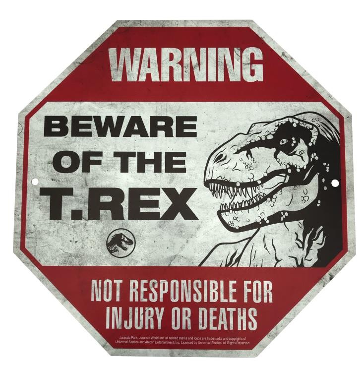 FACTORY ENTERTAINMENT JURASSIC WORLD METAL WARNING SIGNS SCALED PRO...