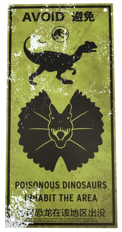 FACTORY ENTERTAINMENT JURASSIC WORLD METAL WARNING SIGNS SCALED PRO...