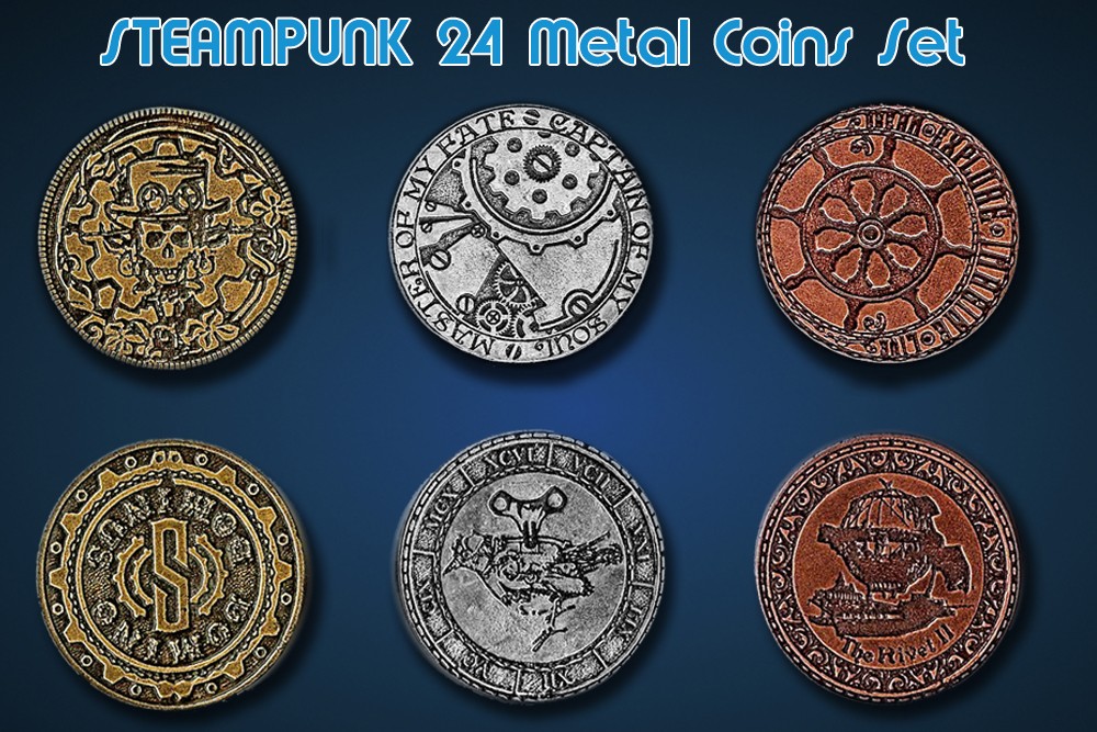 DRAWLAB ENTERTAINMENT STEAMPUNK 24 METAL COINS SET