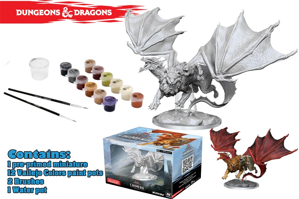 WIZKIDS DUNGEONS AND DRAGONS NOLZUR'S CHIMERA XL PAINT KIT MINIATURE