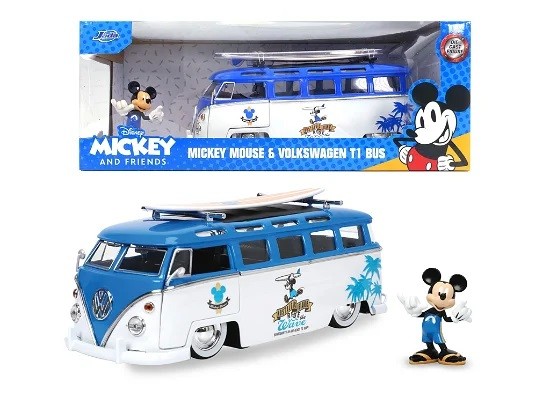 JADA TOYS MICKEY & FRIENDS VOLKSWAGEN T1 BUS WITH MICKEY MOUSE FIGU...