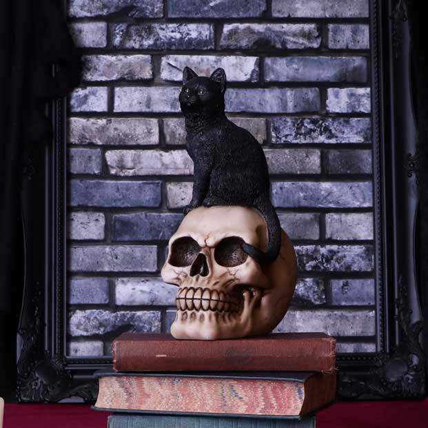 NEMESIS NOW FAMILIAR FATE BLACK WITCHES CAT AND SKULL FIGURE