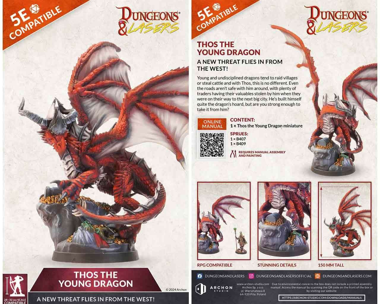 ARCHON STUDIO DUNGEONS AND LASERS THOS THE YOUNG DRAGON MINIATURE F...