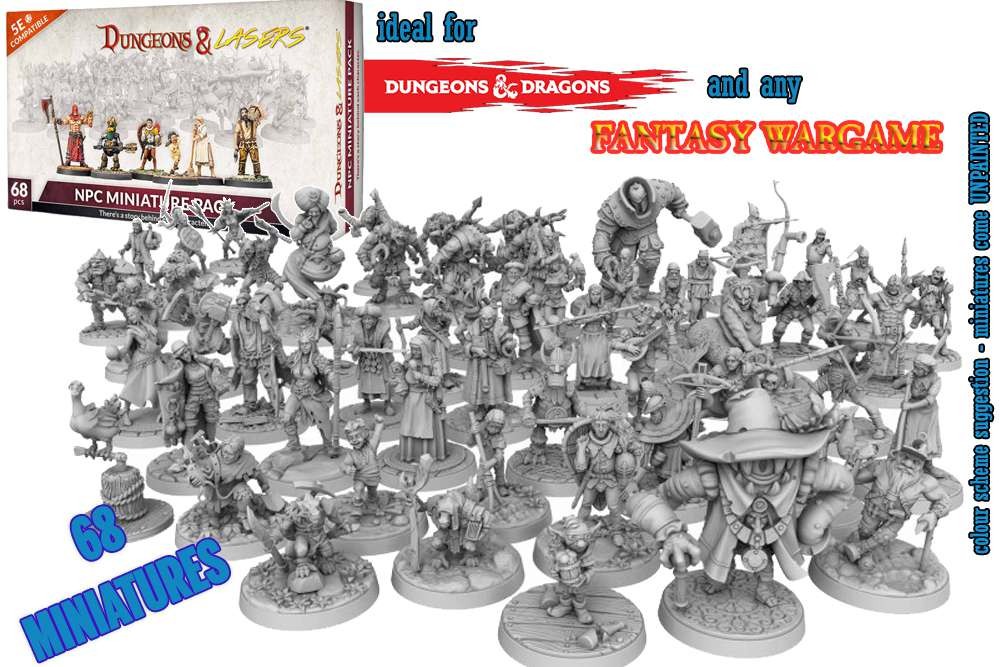 BUY DUNGEONS AND LASERS NPC MINIATURE PACK 68X FIGURES ARCHON STUDIO