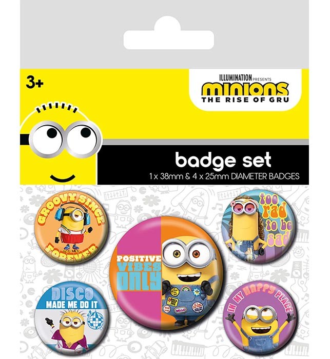 BUY MINIONS THE RISE OF GRU BADGE SET PYRAMID INTERNATIONAL