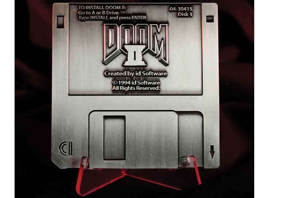 FANATTIK DOOM II COMMEMORATIVE FLOPPY DISC ANTIQUE SILVER EDITION R...