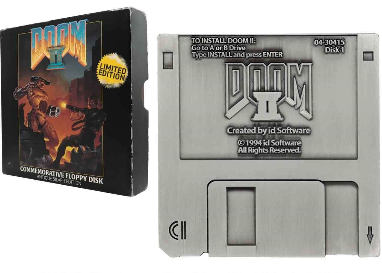 FANATTIK DOOM II COMMEMORATIVE FLOPPY DISC ANTIQUE SILVER EDITION R...