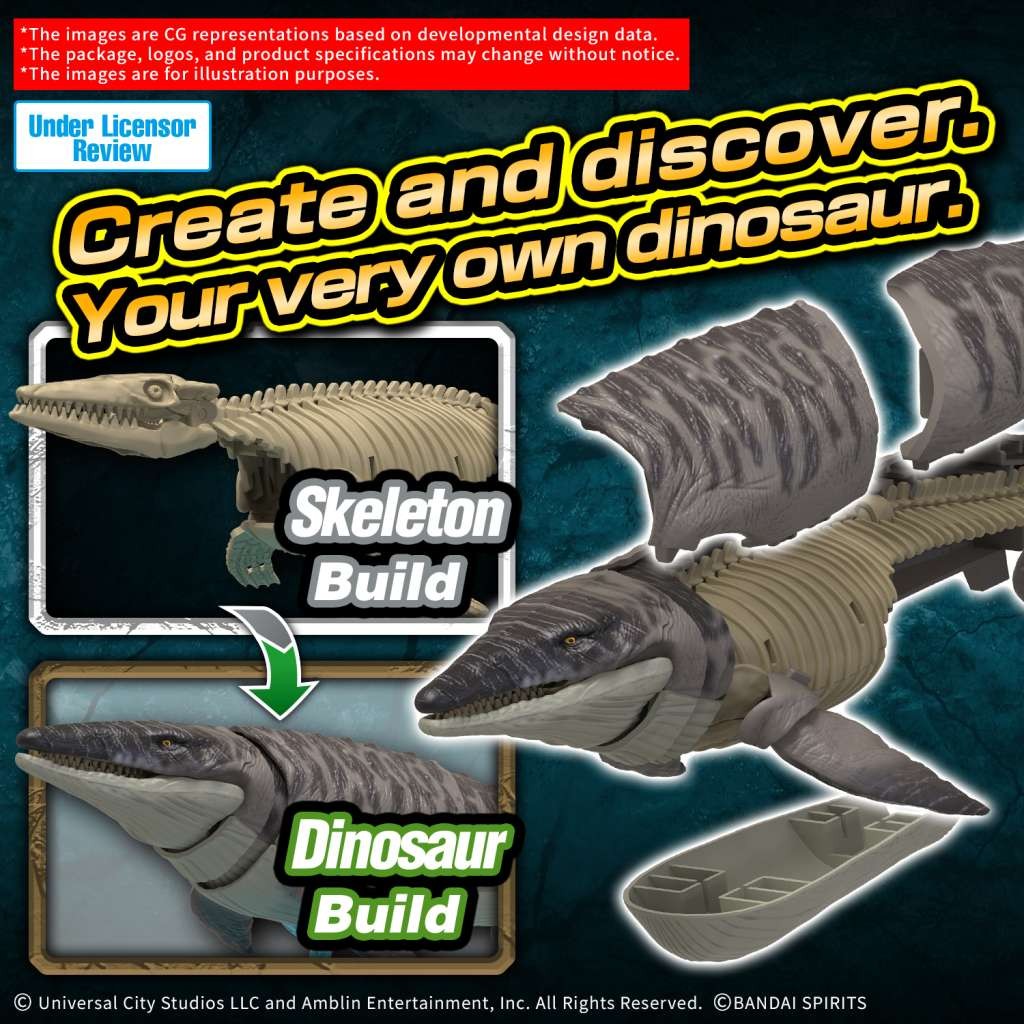 BANDAI PLANNOSAURUS JURASSIC WORLD REBIRTH MOSASAURUS MODEL KIT ACT...