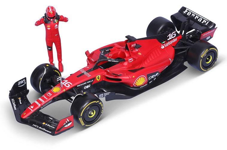 BBURAGO FERRARI SF-23 CON CHARLES LECLERC DIE CAST METAL 1/24 MODEL...