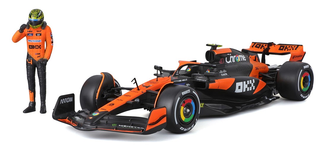 BBURAGO MCLAREN MCL38 CON LANDO NORRIS DIE CAST METAL 1/24 MODEL RE...